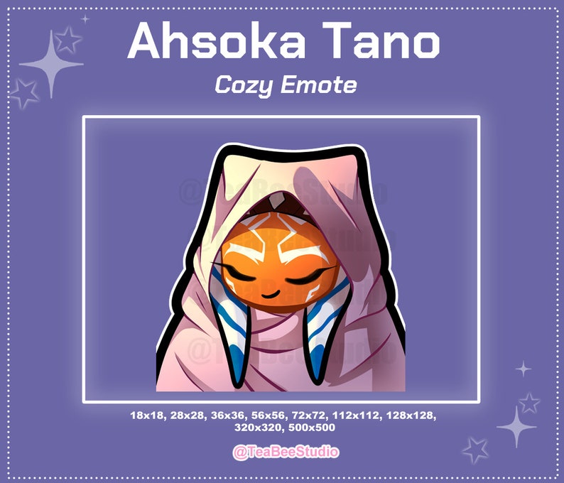 1x Cozy Ahsoka Tano Emote | Star Wars, Twitch, Youtube, Discord, Cute ...