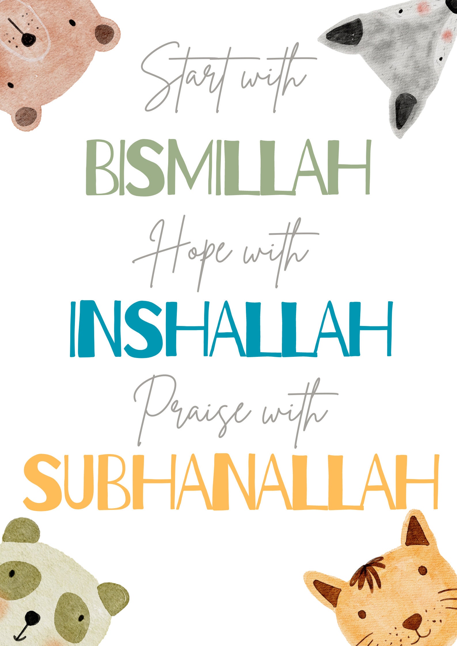 Start With Bismillah / Islamic Poster / Muslim Poster / Islamic Kids ...