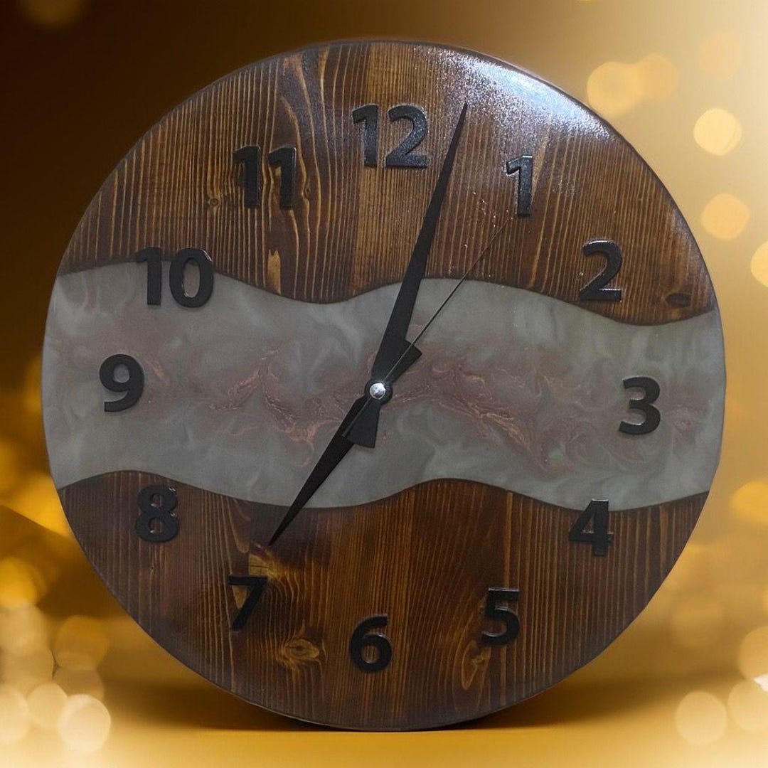 Custom Made Resin & Spruce Wood Wall Clock, Made to Order Epoxy and ...