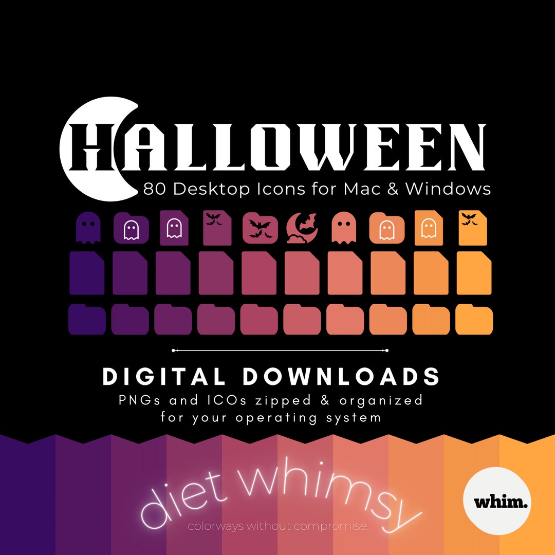 Classic Halloween Desktop Icon Set for Mac and Windows Cute Folder and ...