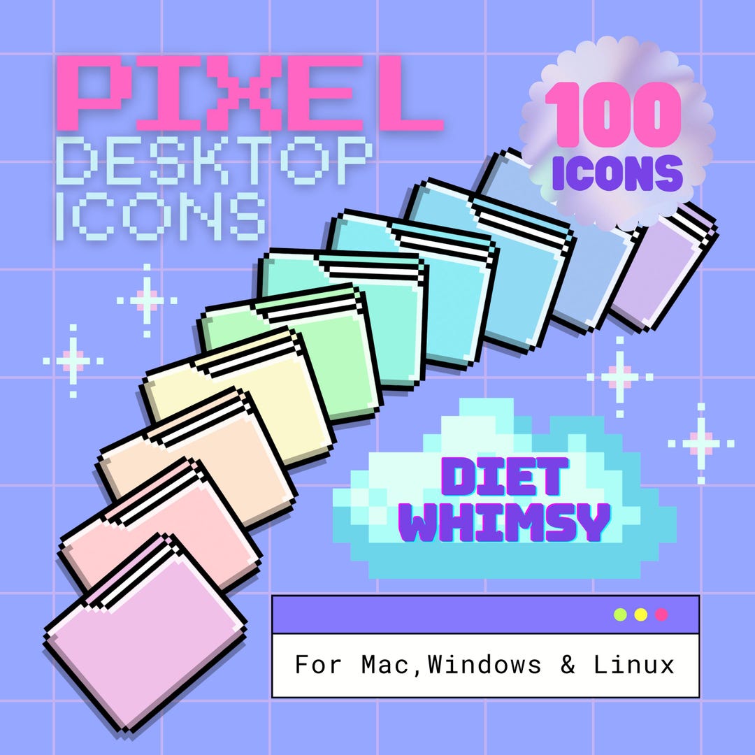Pastel Pixel Desktop Icons for Windows, Mac & Linux | Retro Collection ...
