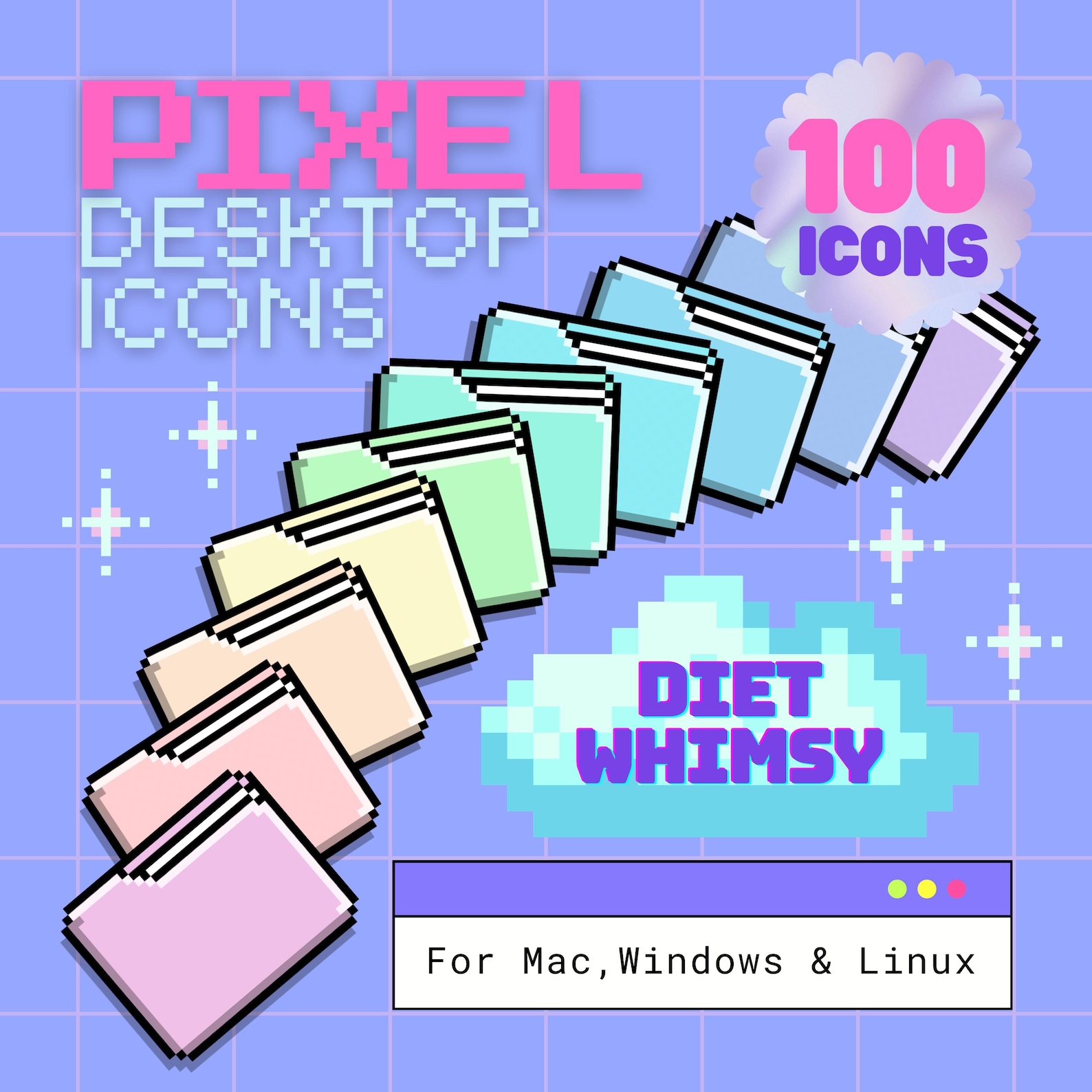Pastel Pixel Desktop Icons for Windows, Mac & Linux | Retro Collection ...