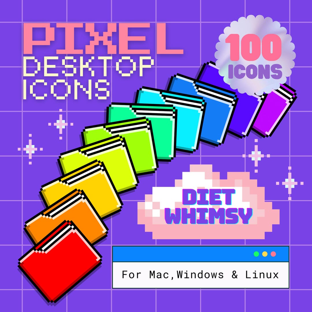 Rainbow Pixel Desktop Icons for Windows, Mac & Linux | Retro Collection ...