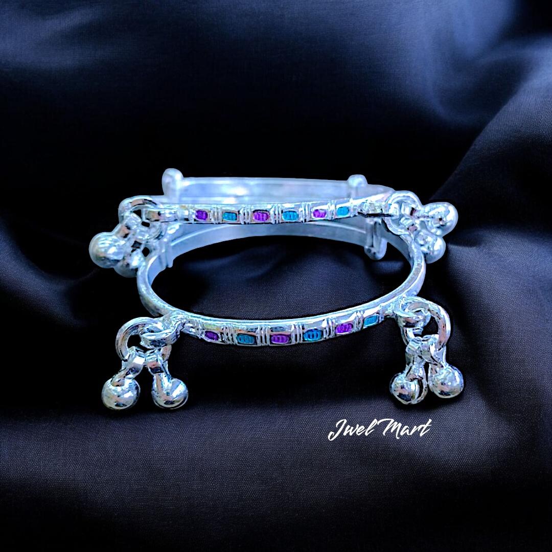Silver Adjustable Baby Bangles Handmade Newborn Jewelry Traditional ...