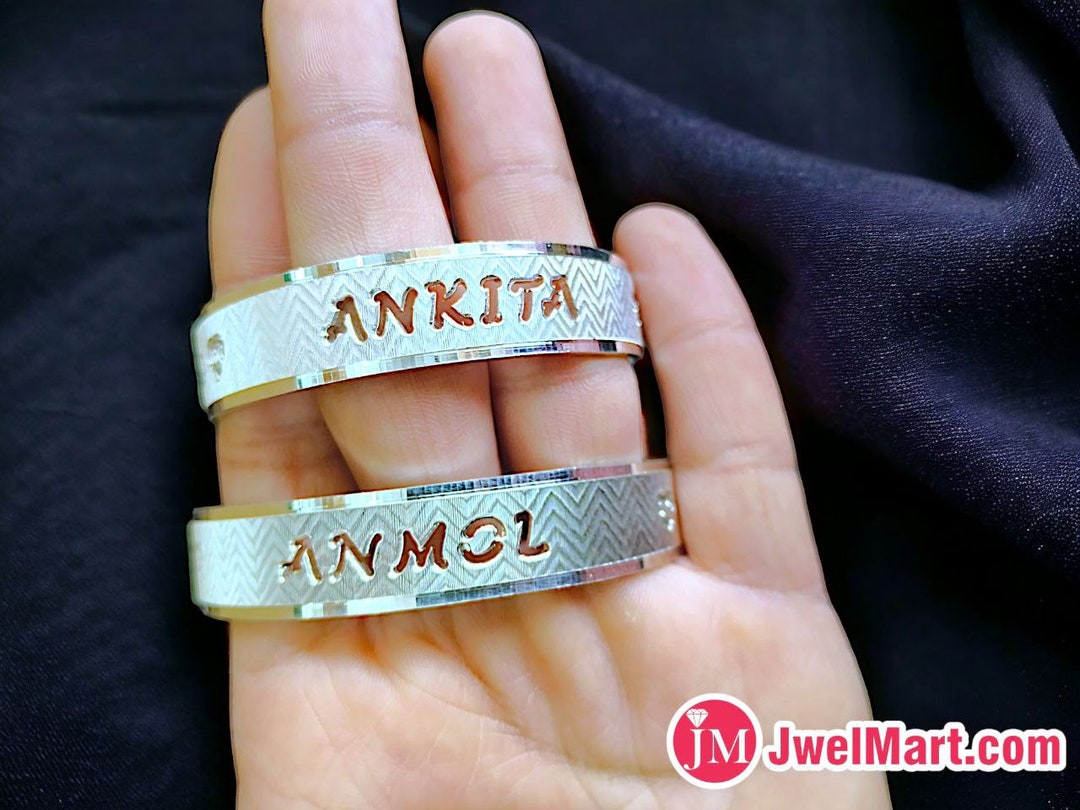 Personalized Punjabi Silver Kada for Couples Custom Name Kada Bracelet ...