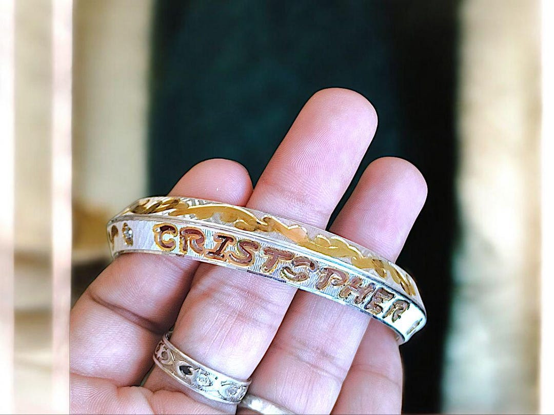 Punjabi Silver Mens Kada Customized Name Handmade Ethnic Indian Jewelry ...