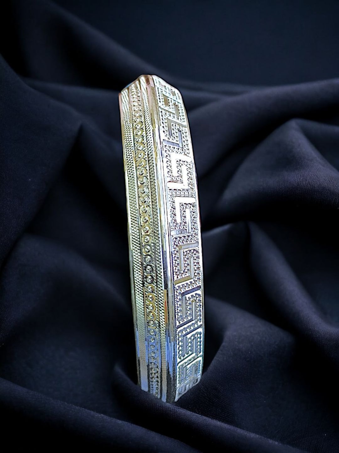 Men's Punjabi Silver Kada Bangle Handmade Traditional Jewelry Versace ...