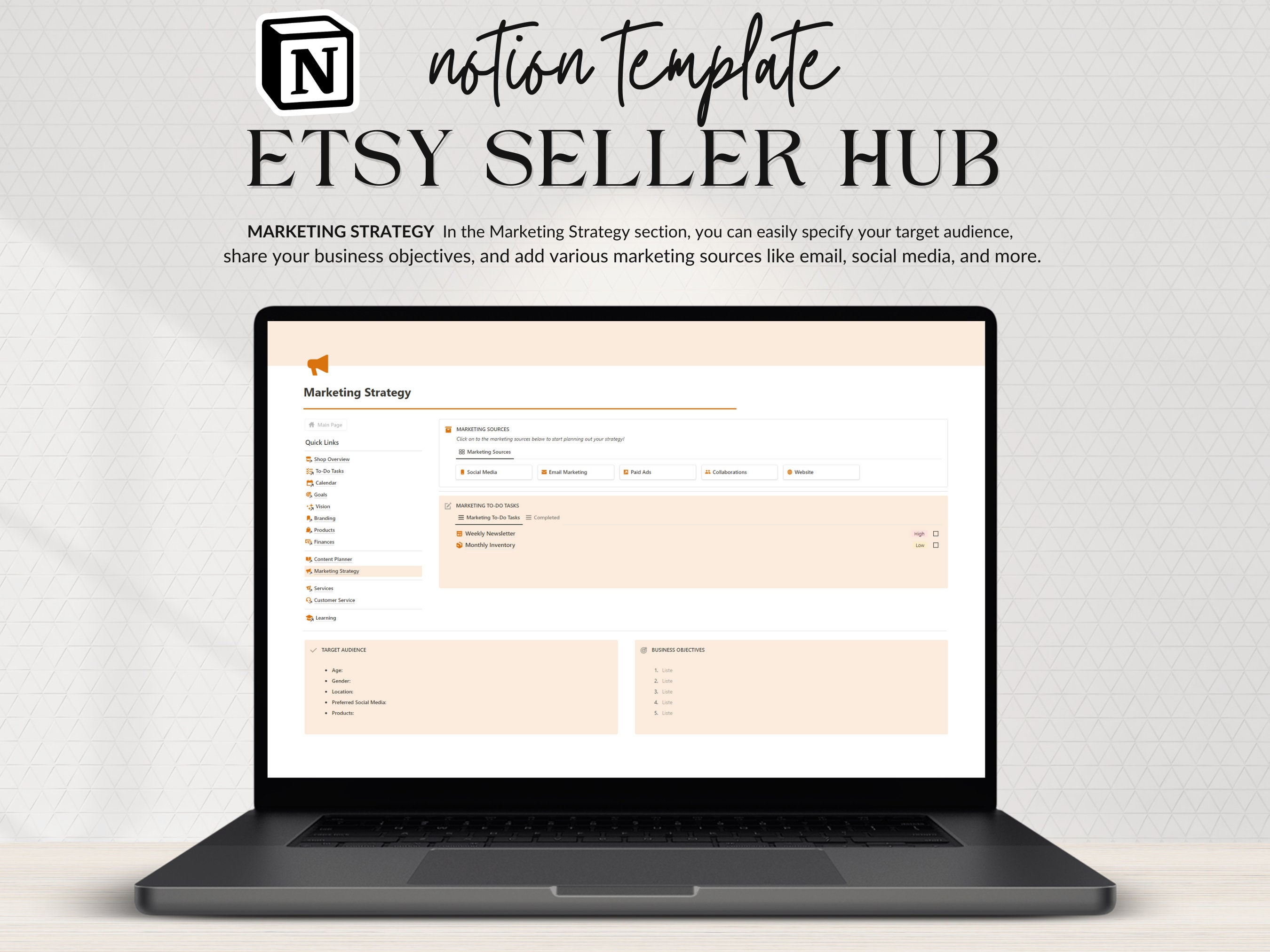 Notion Etsy Shop Planner, Notion Business Planner, Notion Template ...
