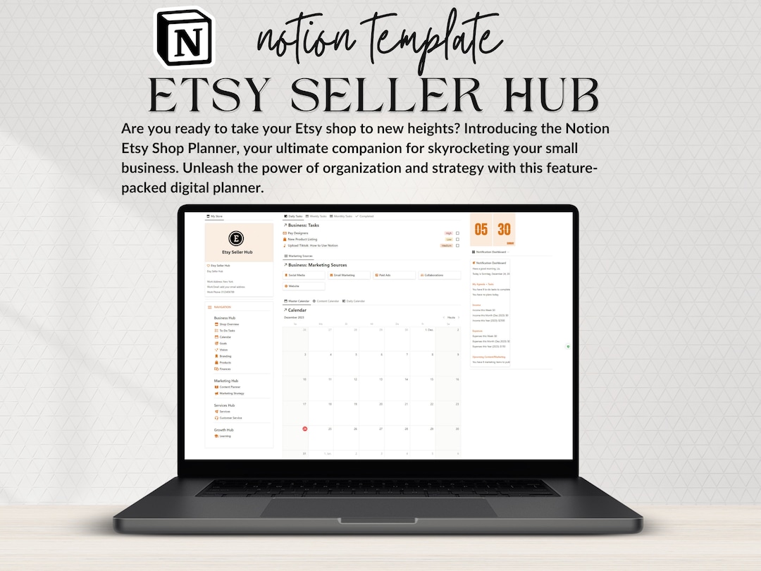 Notion Etsy Shop Planner, Notion Business Planner, Notion Template ...