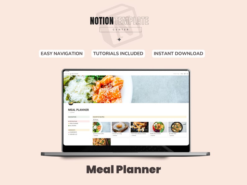 Notion Template Meal Planner, Weekly Meal Plan, Notion Recipe Book - Etsy