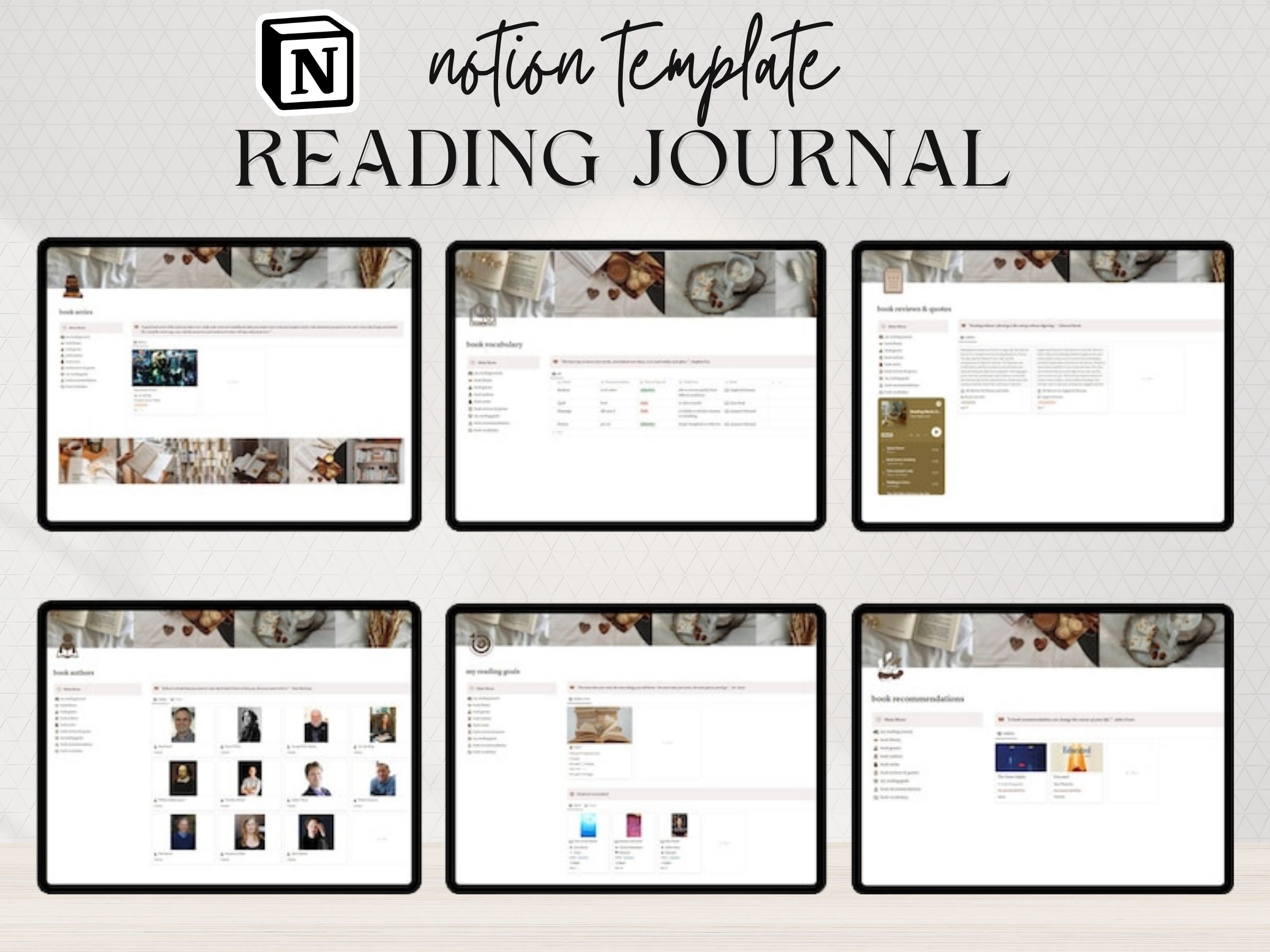 Notion Template Reading Journal Book Tracker, Book Review, Reading Log, Reading Tracker, Reading ...
