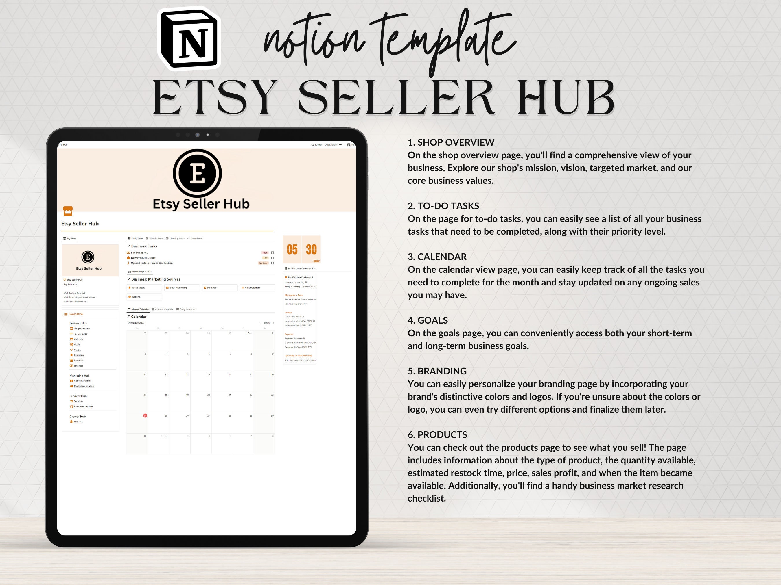 Notion Etsy Shop Planner, Notion Business Planner, Notion Template ...