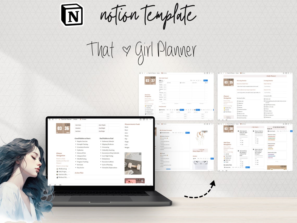 Notion That Girl Planner - Ultimate Life Organizer for Wellness ...