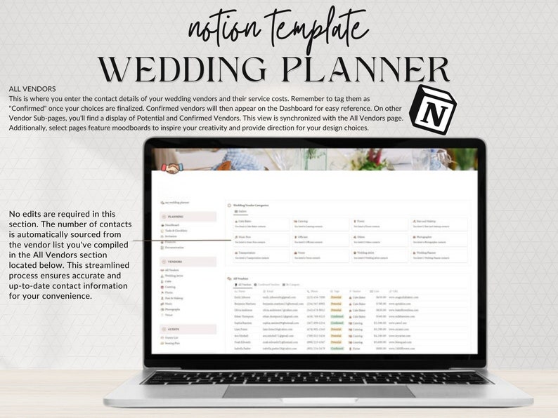 Notion Template Wedding Planner , Notion Wedding Timeline Calendar ...