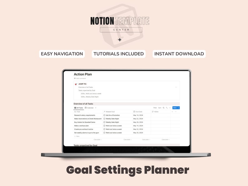 Notion Template Goal Setting Planner, Unleash the Power of Organization - Etsy
