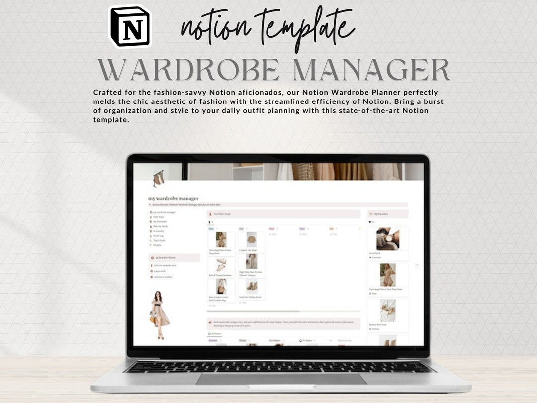 Notion Wardrobe Manager. Notion Outfit Planner, Aesthetic Notion Planner, Notion Dashboard ...