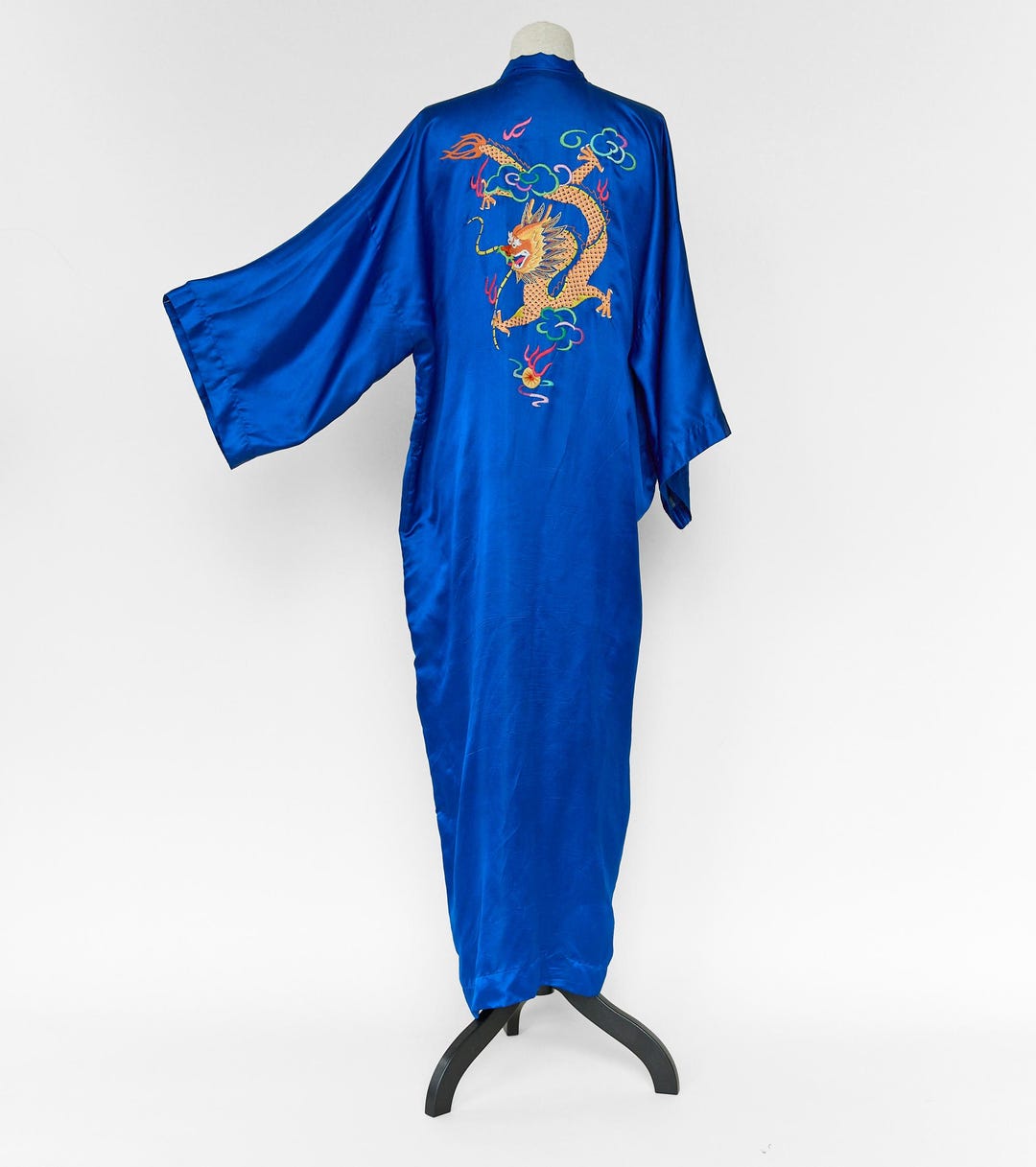 Vintage 1960s/70s Silk Dragon Royal Blue Robe - Etsy