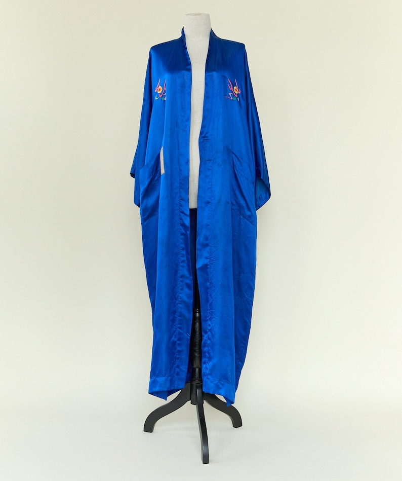 Vintage 1960s/70s Silk Dragon Royal Blue Robe - Etsy