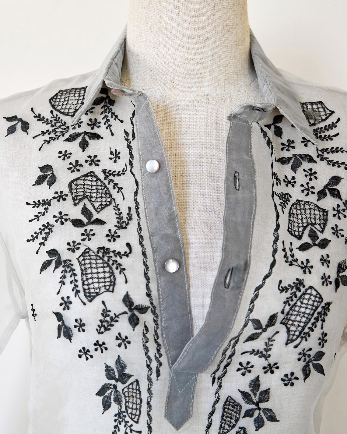 Vtg Barong Tagalog Sheer Embroidered Shirt - Etsy