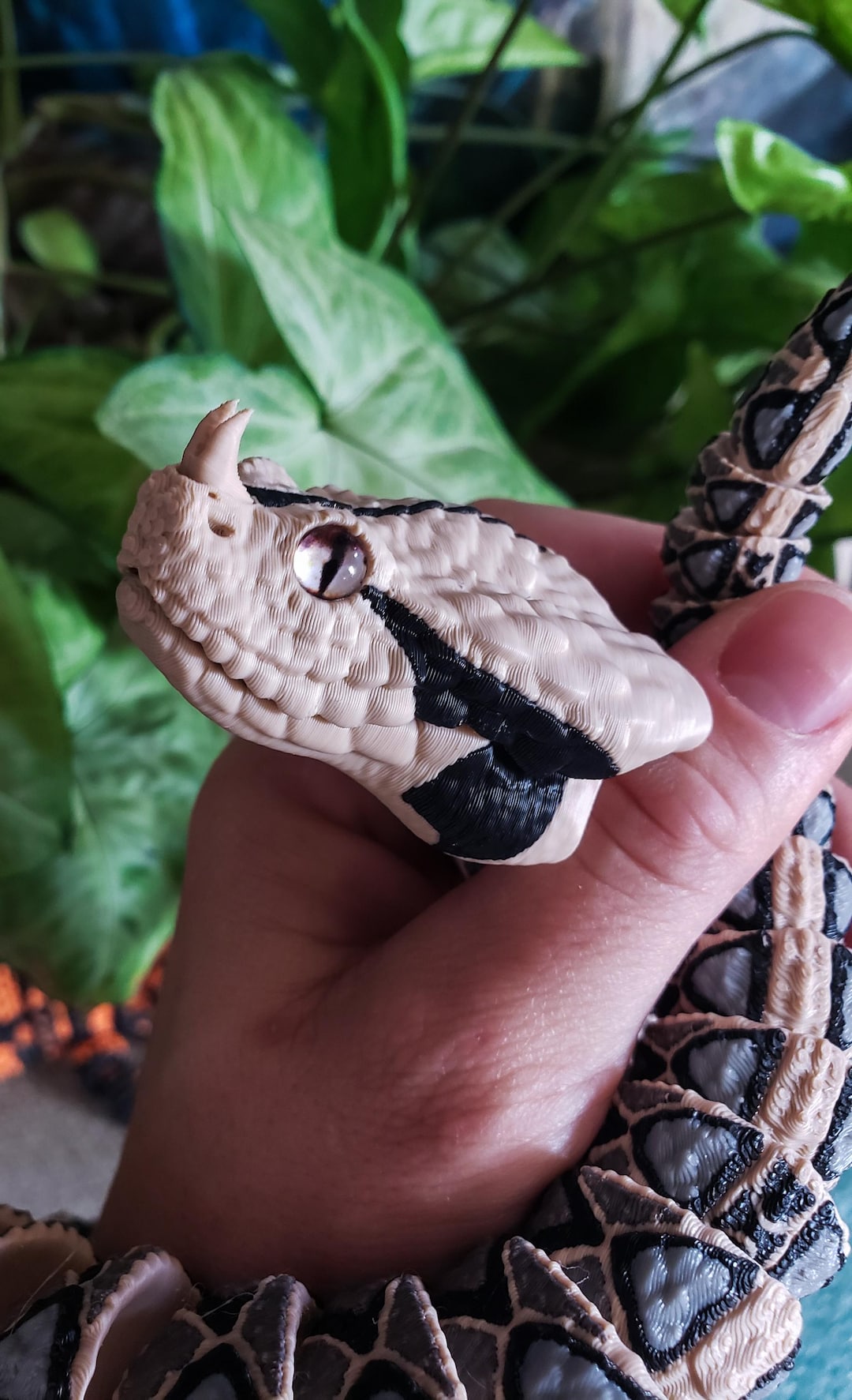 Articulated Gaboon Viper W/ Glass Eyes & Retractable Fangs - Etsy