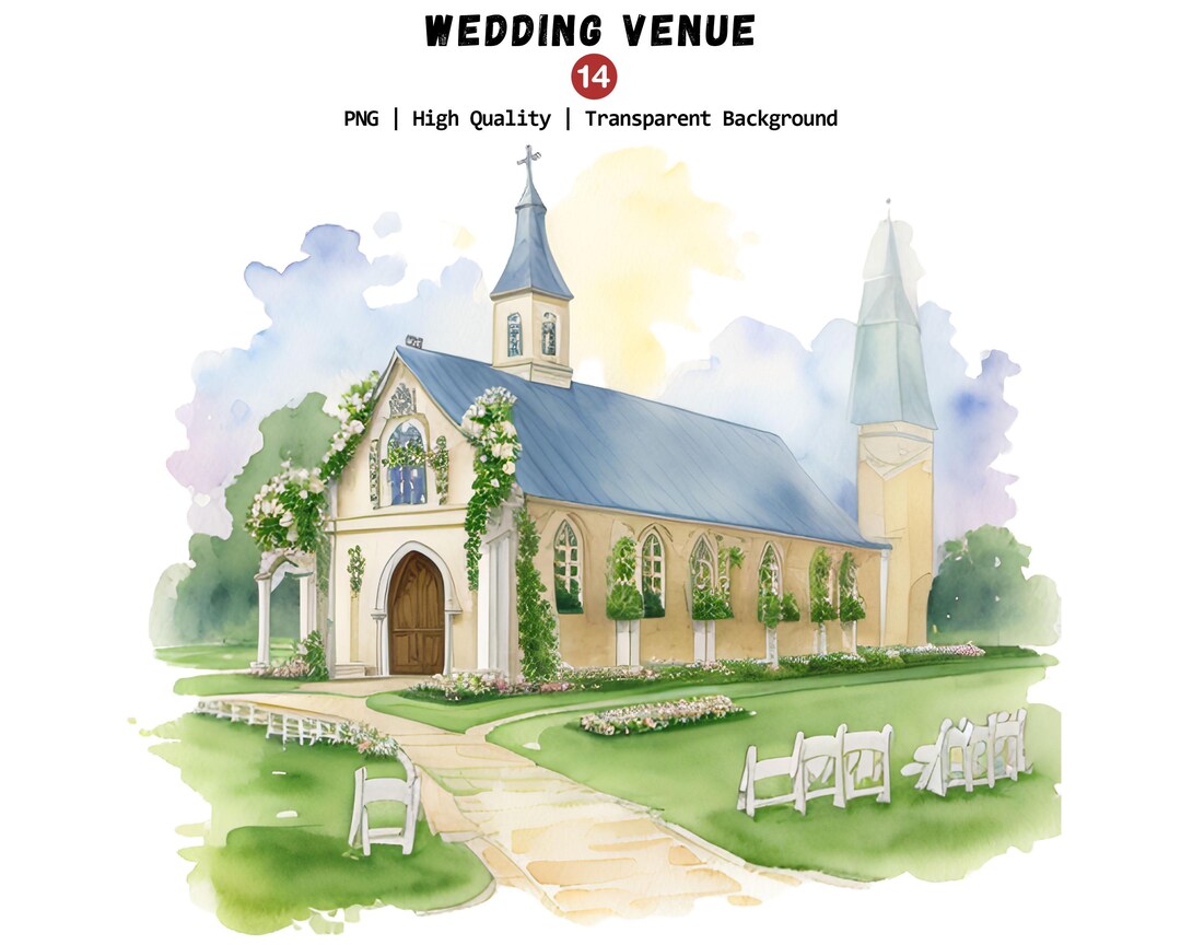 Watercolor Wedding Venue Clipart, Unique Wedding Venue Png, Wedding ...