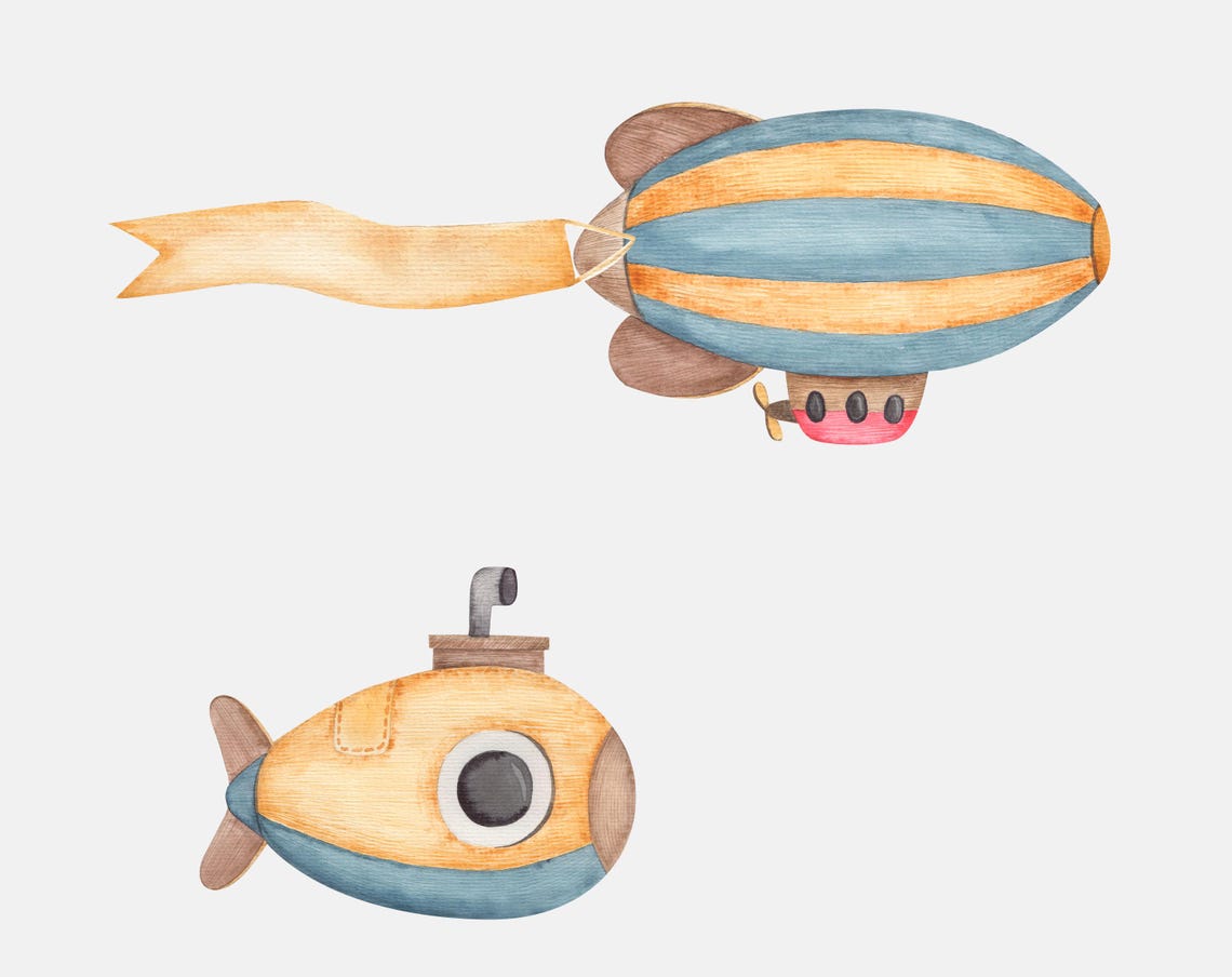 Transport Clipart Set, Watercolor Transport Png, Unique Airplane Clip ...