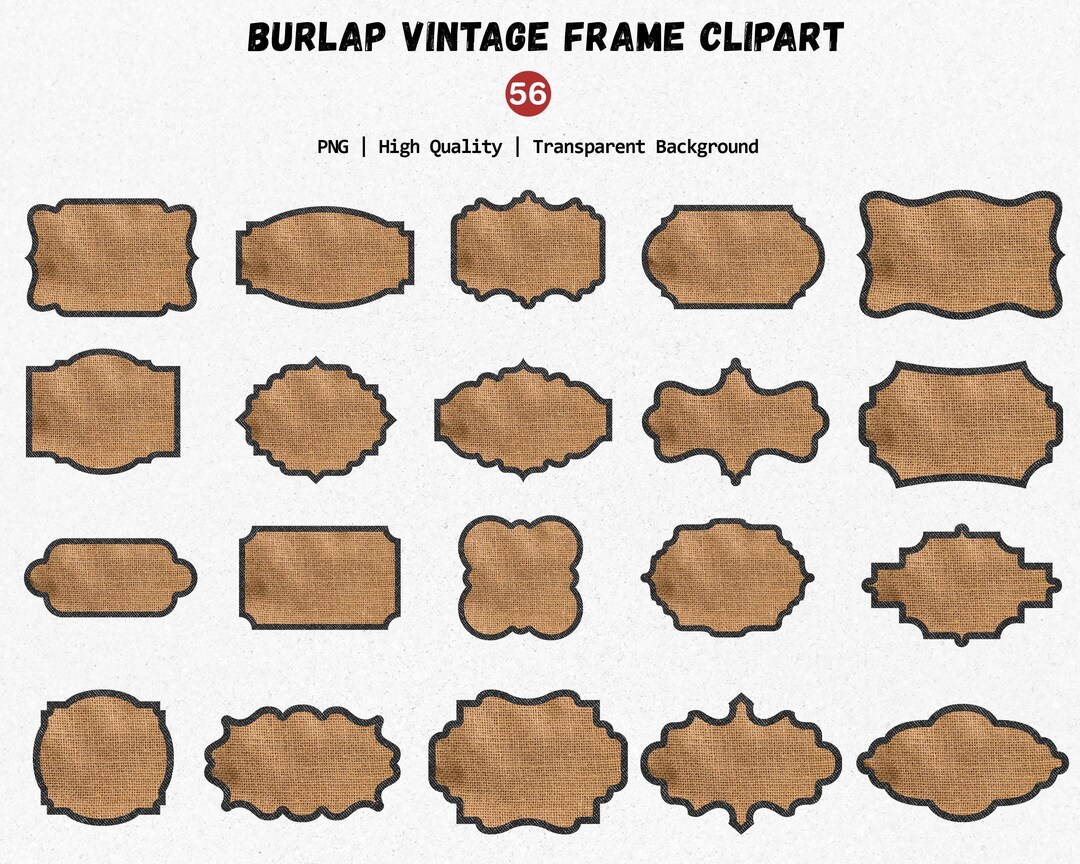 Burlap Frames Clipart, Sackcloth Frames Clipart, Rustic Labels PNG ...