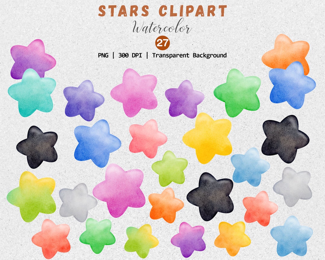 Watercolor Star Clipart, Unique Stars Clipart PNG, Colorful Star ...