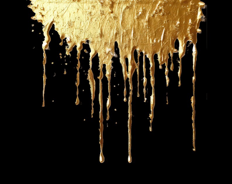 Gold Drip Clipart, Unique Gold Paint Splash, Gold Dripping Overlay ...