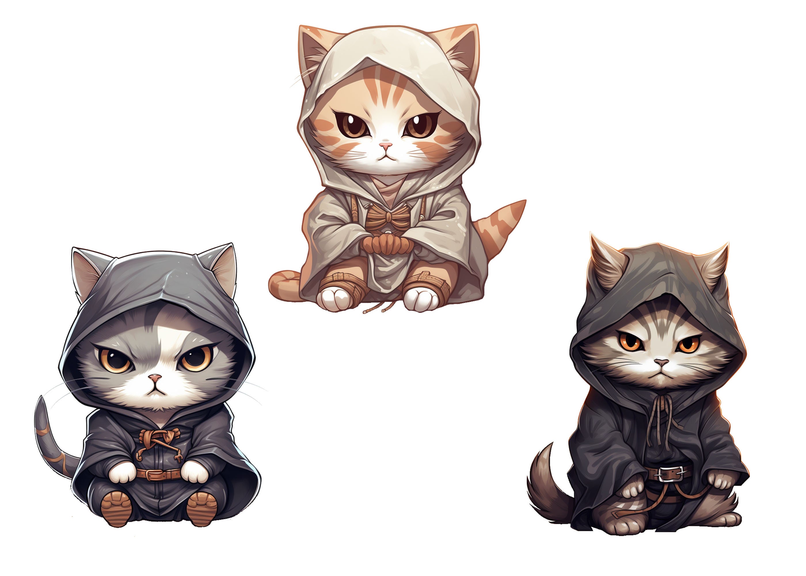 Samurai Cats Clipart, Unique Samurai Kitten PNG, Cute Ninja Cat ...