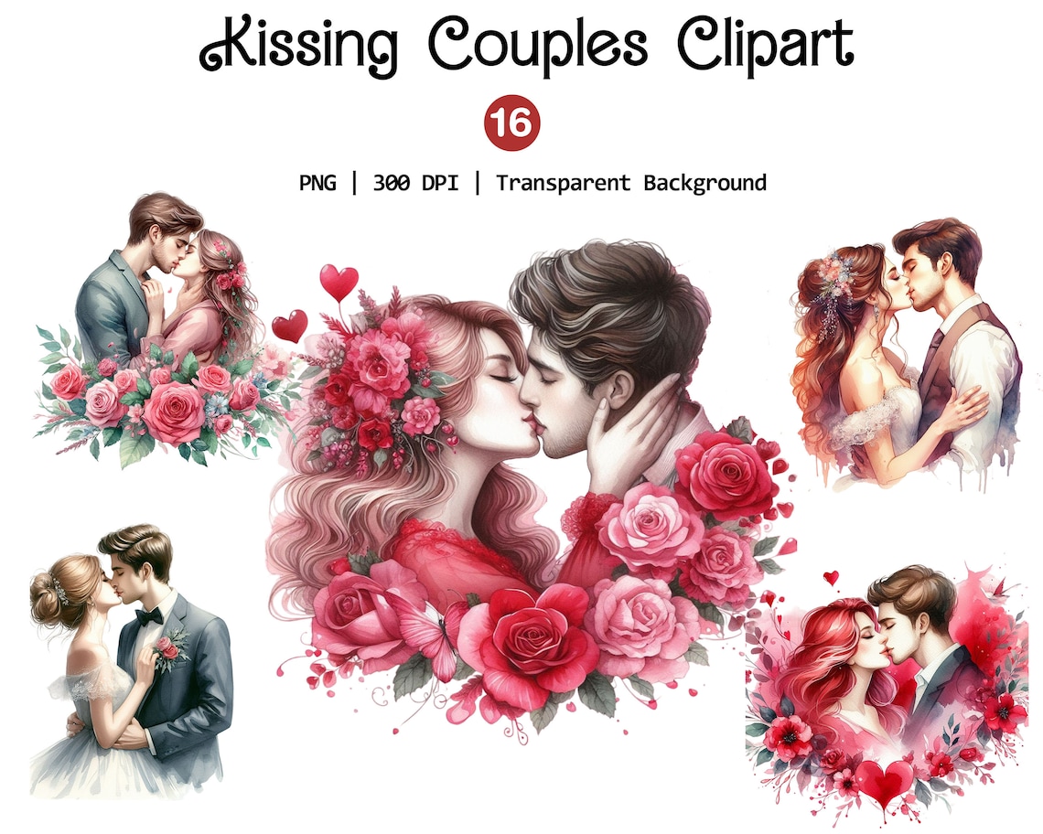 Kissing Couples Clipart, Love Kiss Png, Romantic Couple Png, Hug and ...