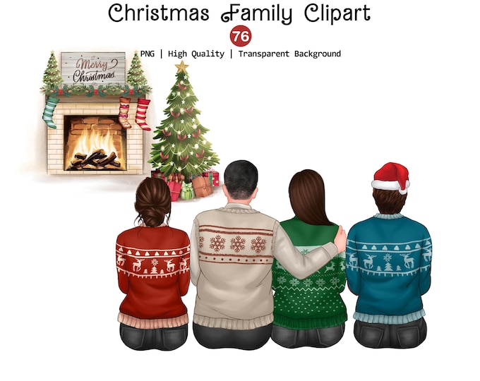 Family Christmas Clipart, Merry Christmas, Winter Clipart, Family Png ...