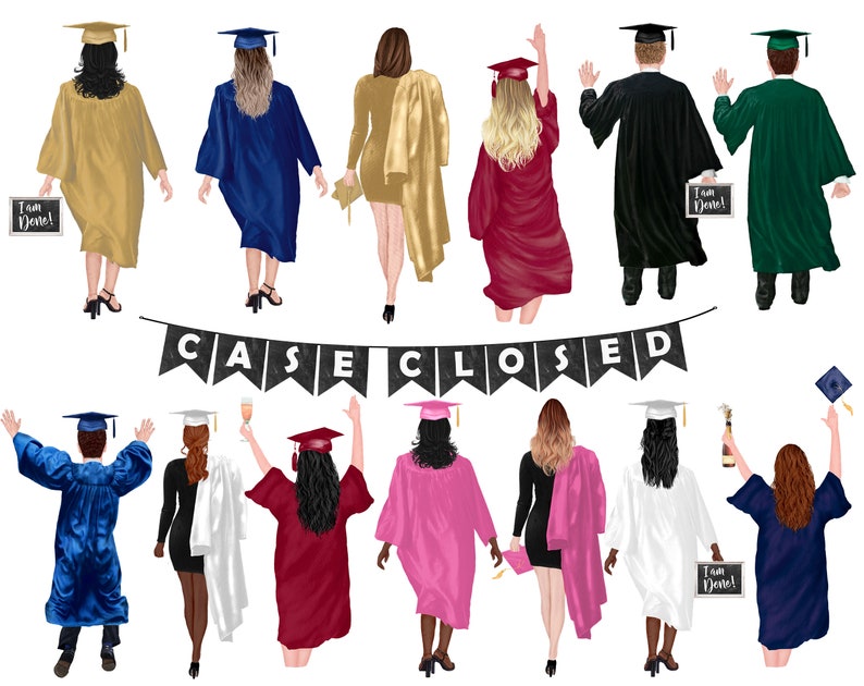 Watercolor Graduation Clipart Bundle, Unique Woman & Man Graduation ...