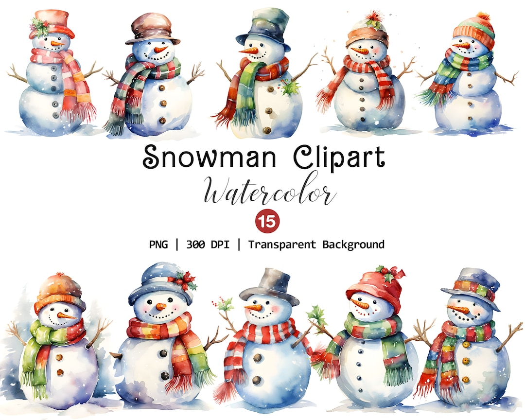 Watercolor Snowman Clipart, Unique Colorful Snowman Png, Winter Snowman ...