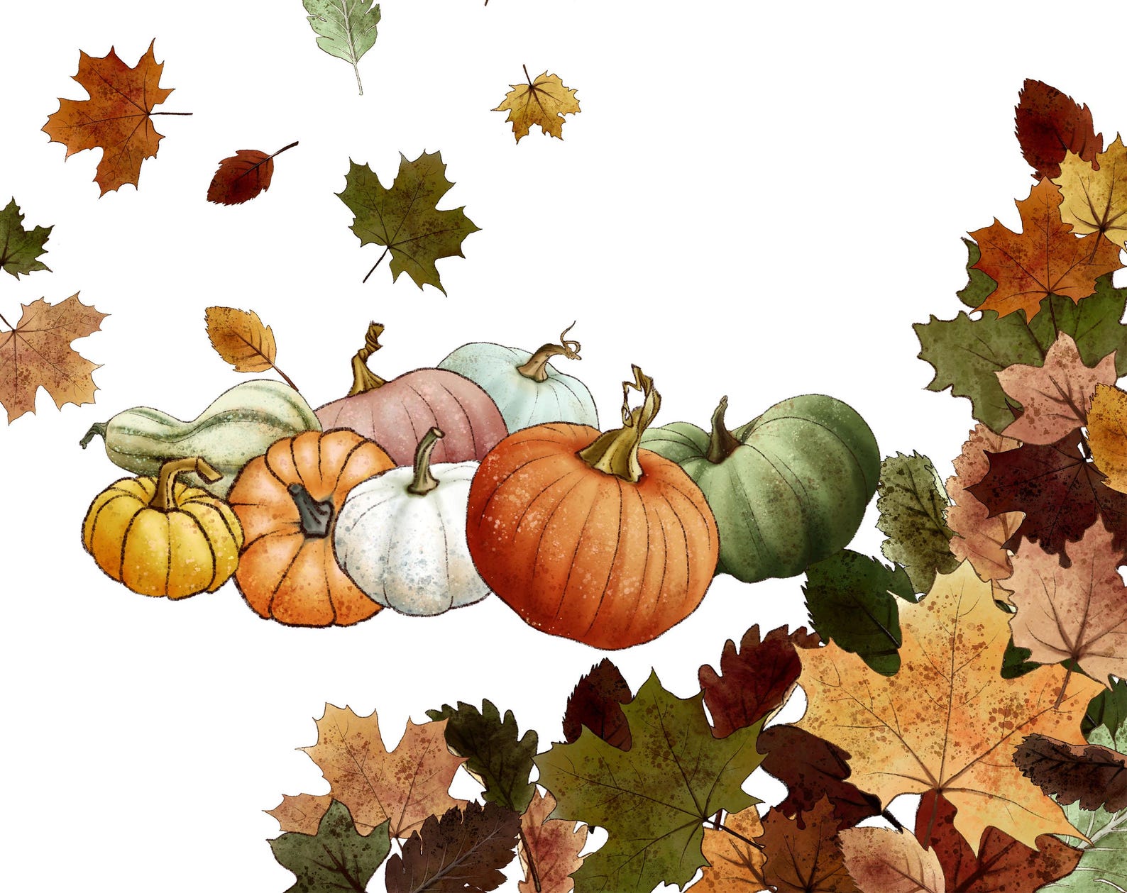 Autumn Clipart, Unique Pumpkin PNG, Leaves Clipart, Cozy Autumn PNG ...