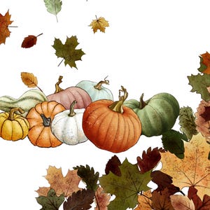 Autumn Clipart, Unique Pumpkin PNG, Leaves Clipart, Cozy Autumn PNG ...