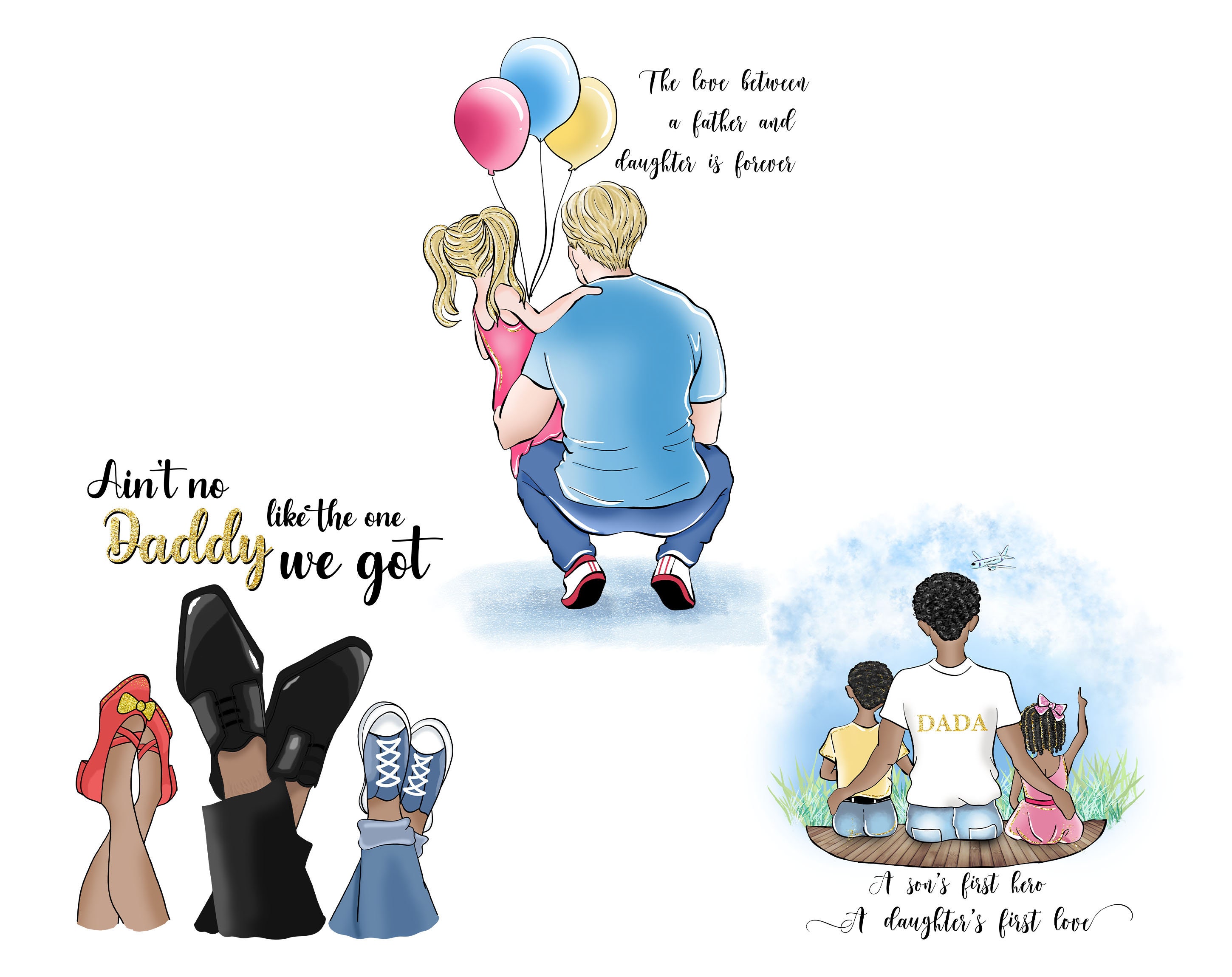 Fathers Day Clipart, Unique Father and Child Png, Family Clipart, Dad ...