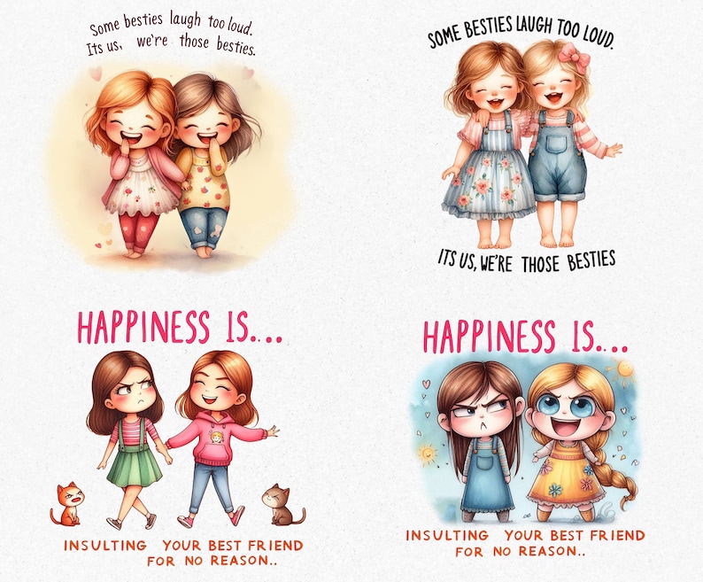 Best Friend Quotes Bundle, Unique Friendship Sayings PNG, Funny Little ...