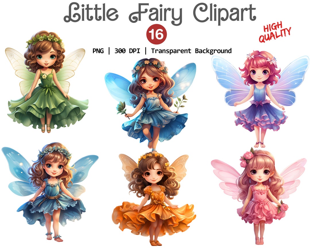 Cute Little Fairy Clipart, Unique Fairytale Clipart PNG, Magical Fairy ...
