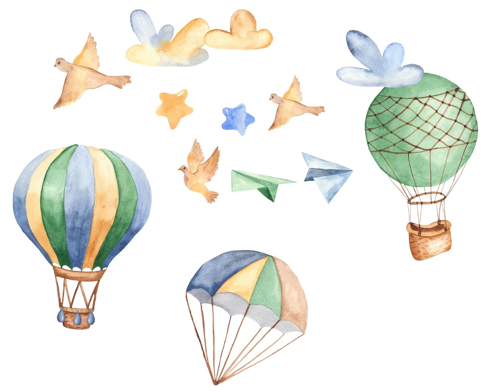 Air Transport Clipart Set, Watercolor Air Transport Png, Unique ...