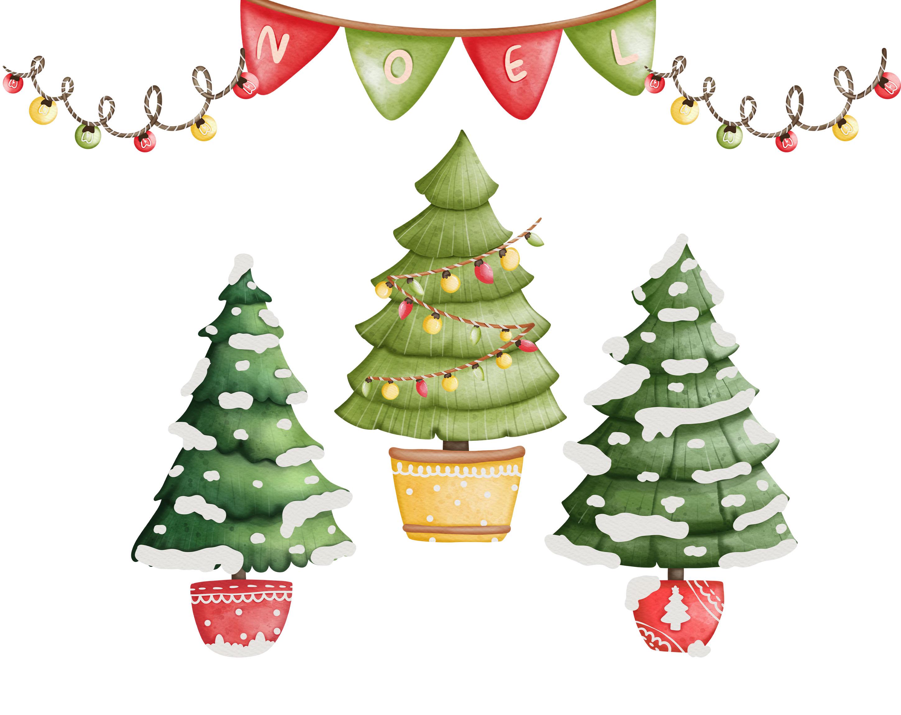 Watercolor Christmas Clipart, Unique Christmas Decor Png, Cute Holiday ...