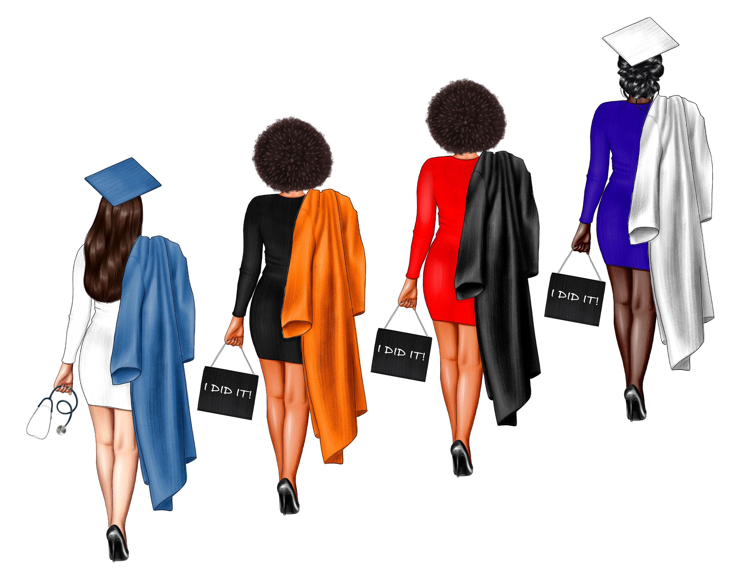 Graduation Girls Clipart, Unique Woman Graduation Clip Art, Graduation ...