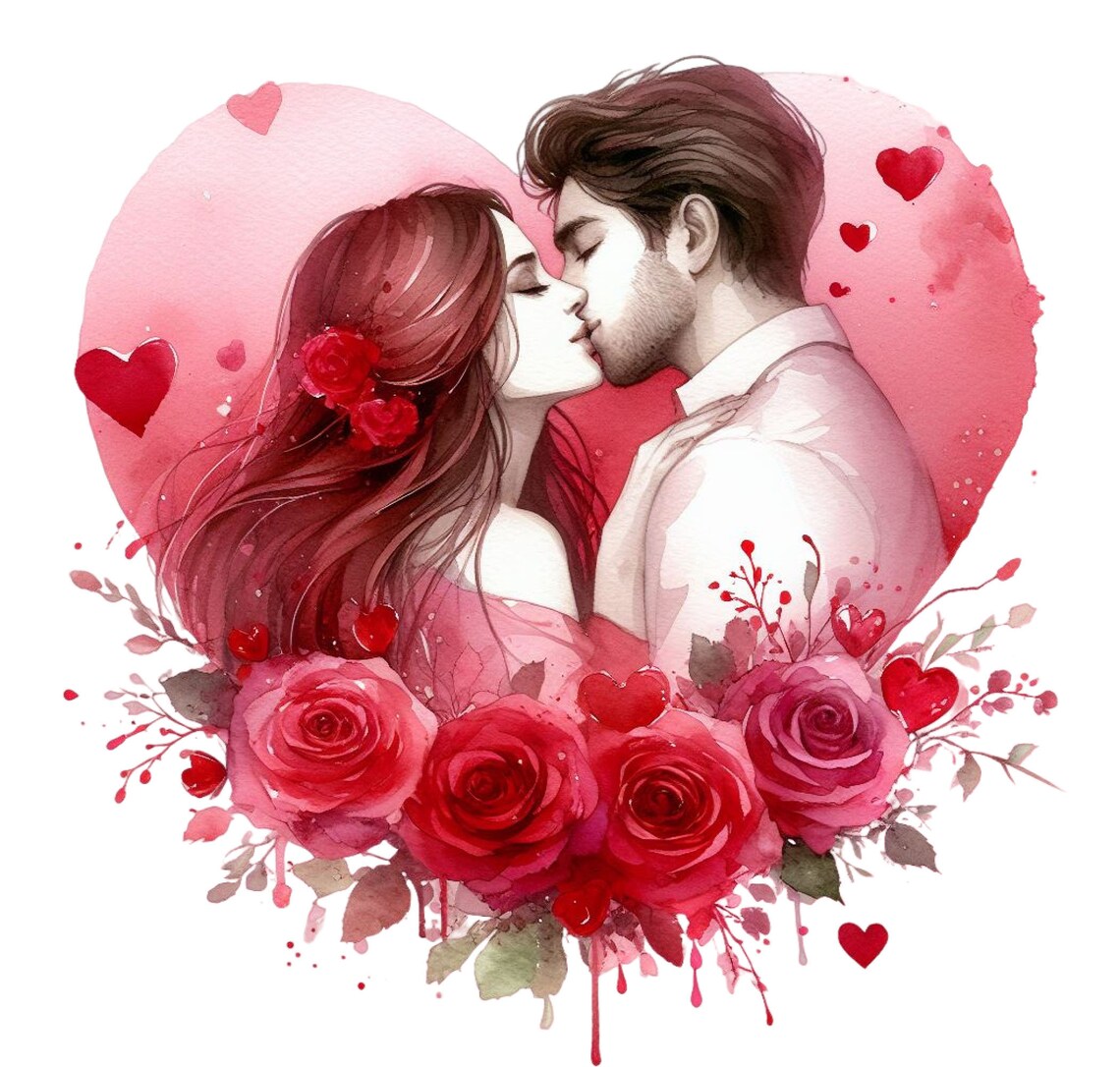 Kissing Couples Clipart, Love Kiss Png, Romantic Couple Png, Hug and ...