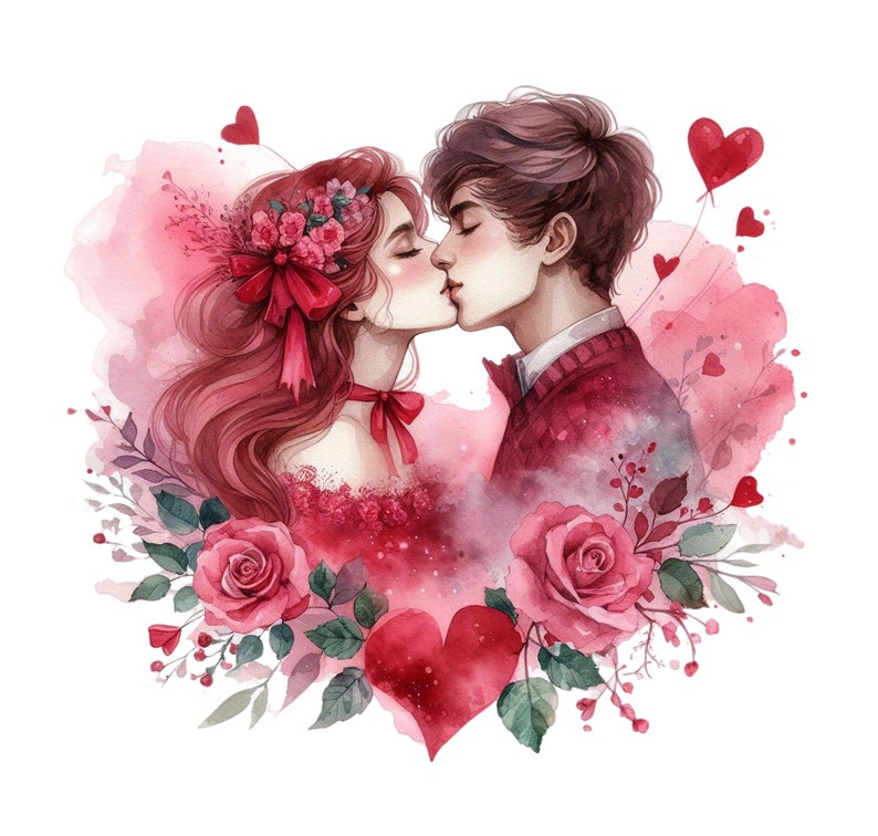Kissing Couples Clipart, Love Kiss Png, Romantic Couple Png, Hug and ...