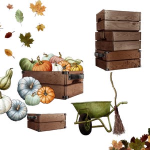 Autumn Clipart, Unique Pumpkin PNG, Leaves Clipart, Cozy Autumn PNG ...