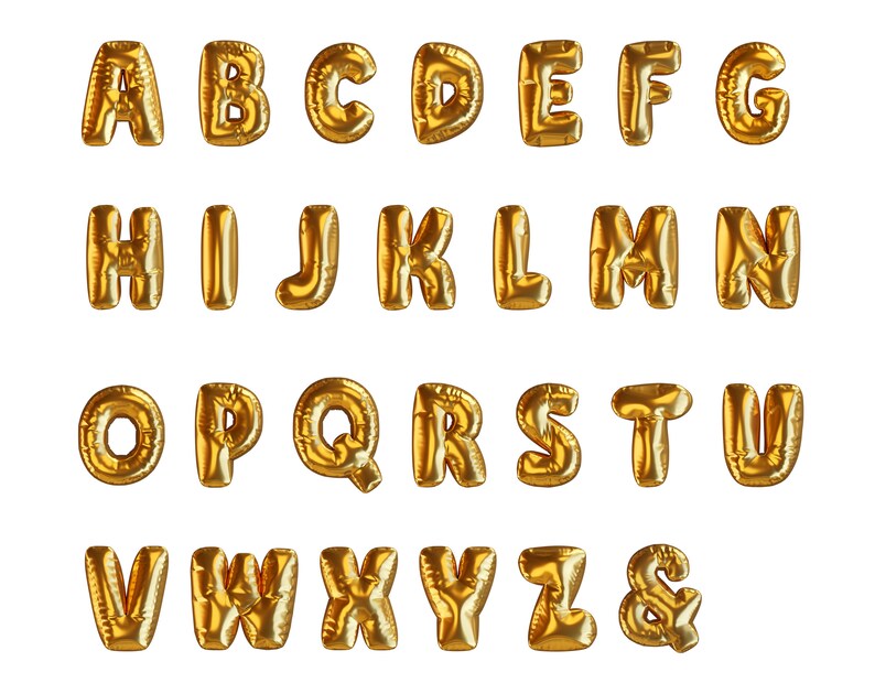 Gold Foil Balloon Alphabet & Number Clipart, Unique Letter Clipart ...