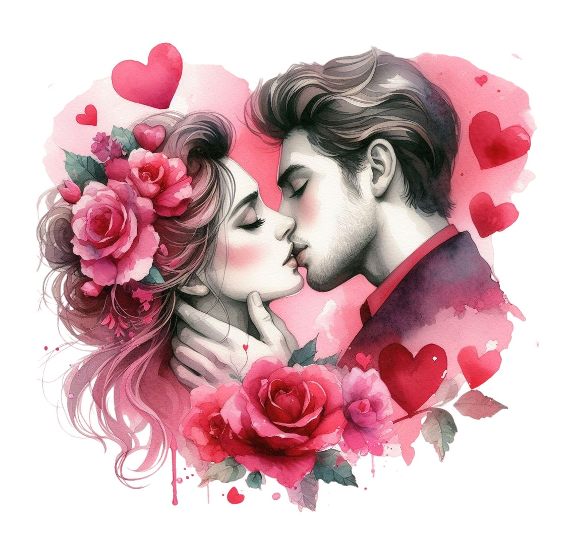 Kissing Couples Clipart, Love Kiss Png, Romantic Couple Png, Hug and ...