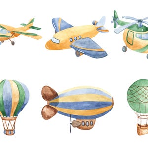 Air Transport Clipart Set, Watercolor Air Transport Png, Unique ...