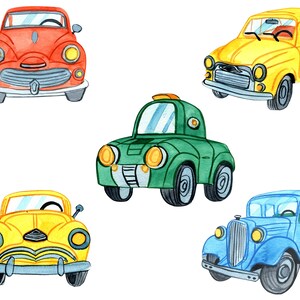 Funny Cars Clipart, Watercolor Cars Clipart, Unique Cars PNG, Transport ...