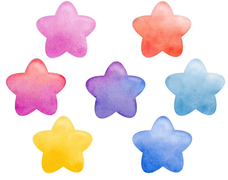 Watercolor Star Clipart, Unique Stars Clipart PNG, Colorful Star ...